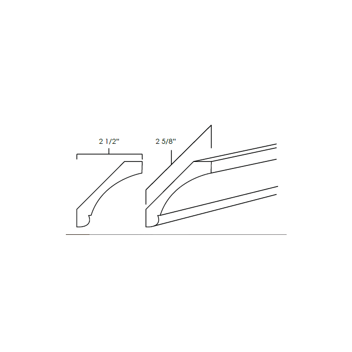 Hickory Shaker - 96" x 4" 1/4" - Large Cove Crown Moulding Decorative